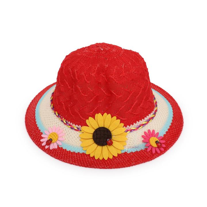 Girls Sun Cap Children Pearl Wave Straw Hat Kids Panama Beach Hat ...