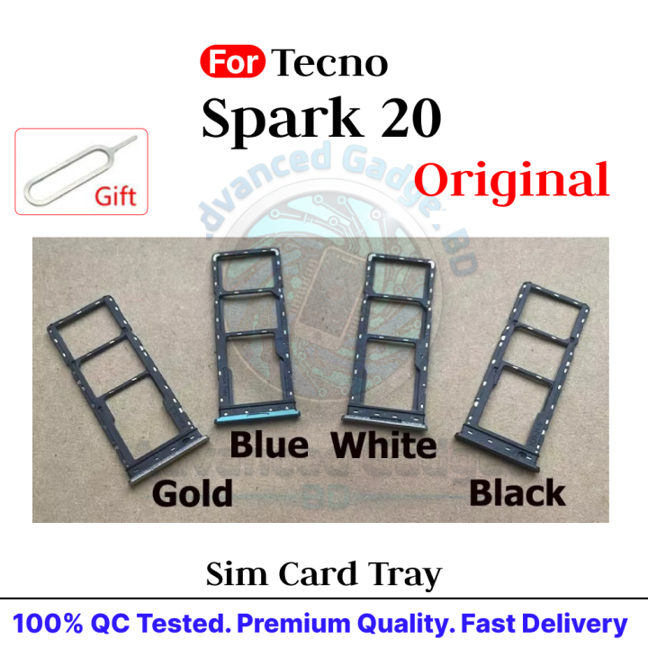 For Tecno Spark 20 SIM Card Tray Holder with Sim Ejector Pin Replacement Parts | Daraz.com.bd