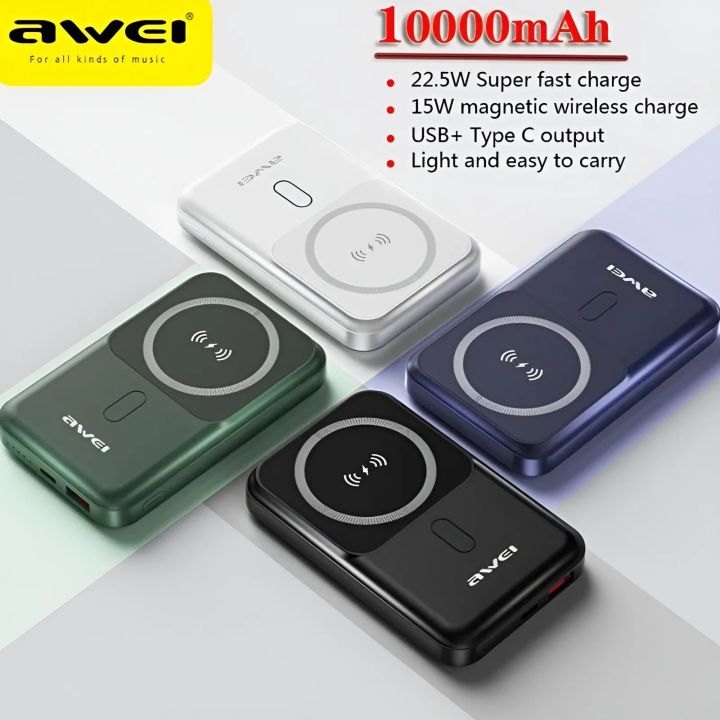 AWEI P139K 10000mAh Fast Charging 22.5W+15W Wireless Magnetic Power ...