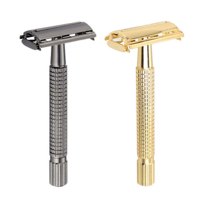 Double Edge Shaving Black Golden Hair Removal Adjustable Metal Safety ...