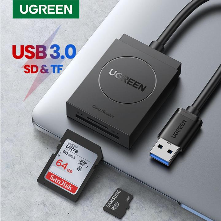 GREEN SD Card Reader USB 3.0 Dual Slot Flash Memory Card Reader TF, SD ...