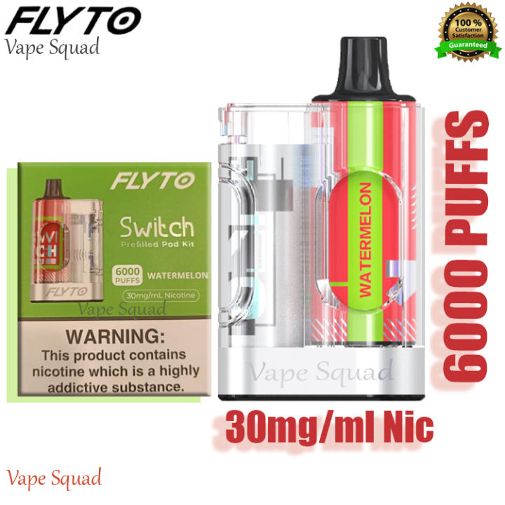 FLYTO SWITCH Watermelon 6000 Puffs- Prefilled Pod Kit-30Mg/ML-500mh ...