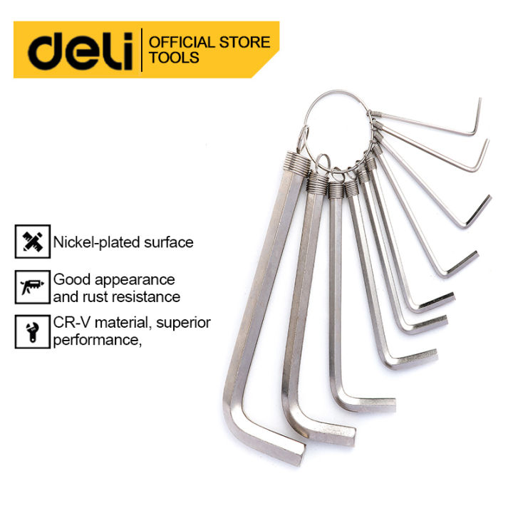 Deli DL3100 Flat End Hex Key Set on Ring - 10pcs Set | Daraz.com.bd