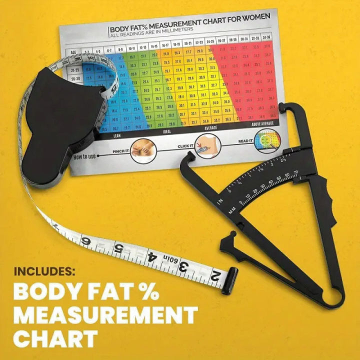 Fitness World BD - AccuMeasure Body Fat Caliper and Tape Measure - Easy ...