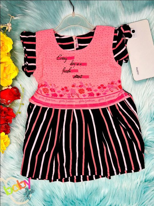 Baby Linen Cotton Frock Check Ferel With Exclusive Design For Girls ...