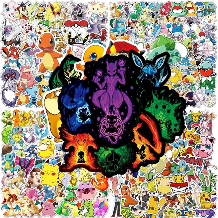 50/100pcs Cute Cartoon Pokemon Anime Stickers Pikachu Decals Motorcycle ...