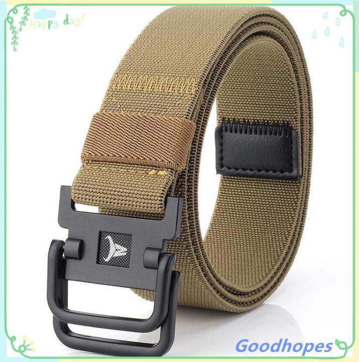 STM double ring buckle nylon elastic stretch durable canvas belt casual ...
