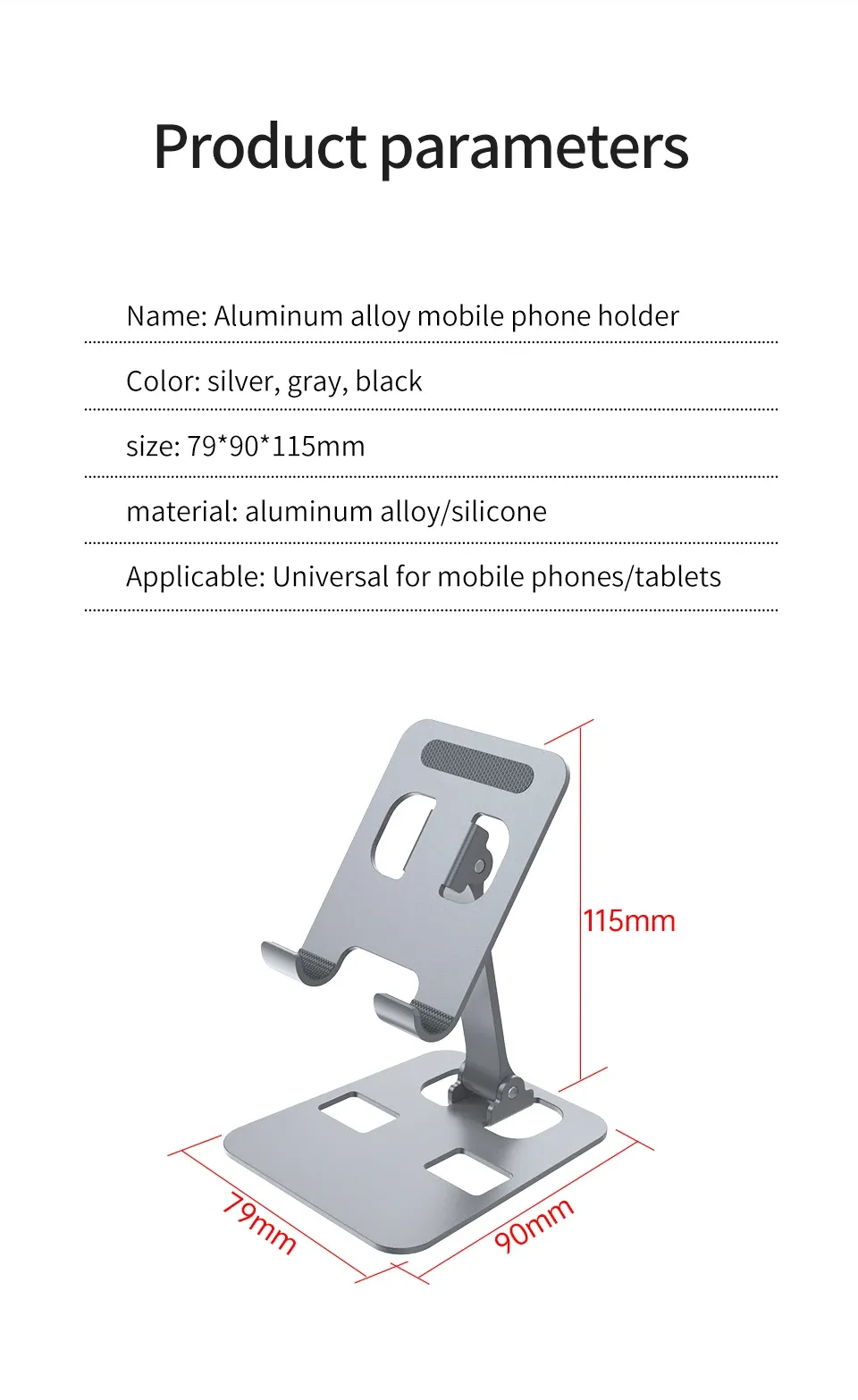 Aluminum Alloy Universal Phone Stand for desk Portable and Foldable ...