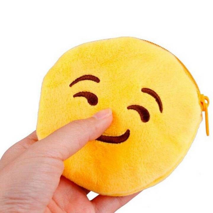 Yellow Soft Plush Fabric Emoji Coin Purse for Women - 4 x 4 | Daraz.com.bd