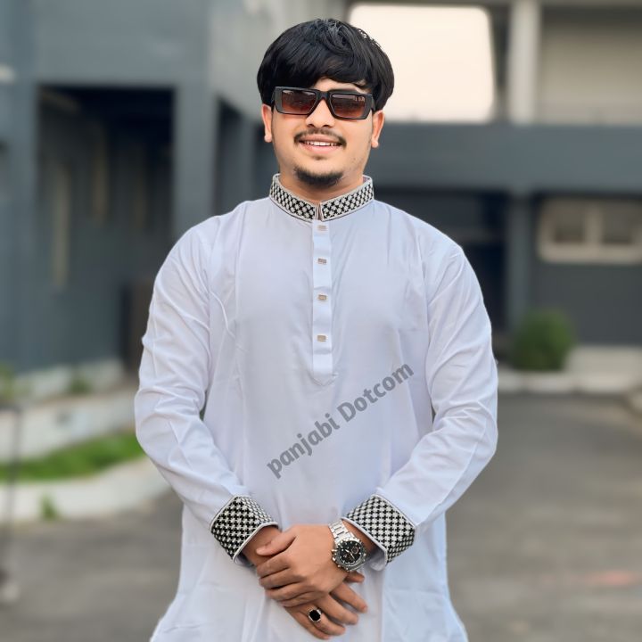 Man soft Cotton White Panjabi With Black Contrast Panjabi for Man and ...