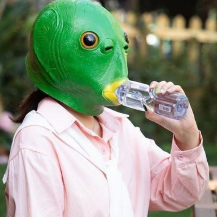 Same Style Green Fish Man Green Head Fish Head Cover Funny Funny Fish ...