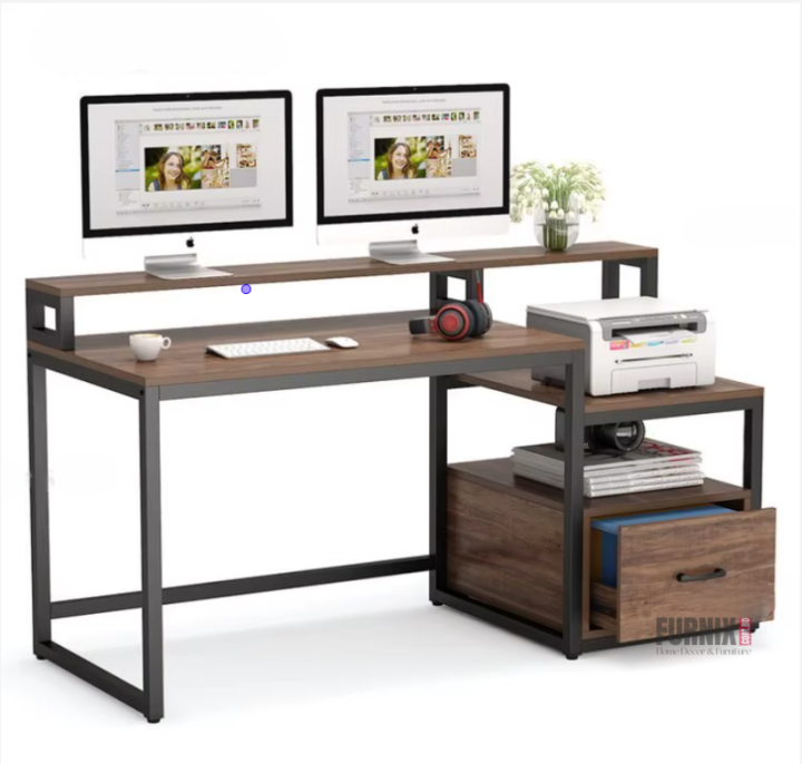 Furnix Computer Table Desktop Table with File Drawer Cabinet ...