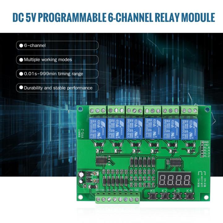 KOGEEK DC 5V Programmable 6-Channel Relay Module Timing Cycle Time Dela ...