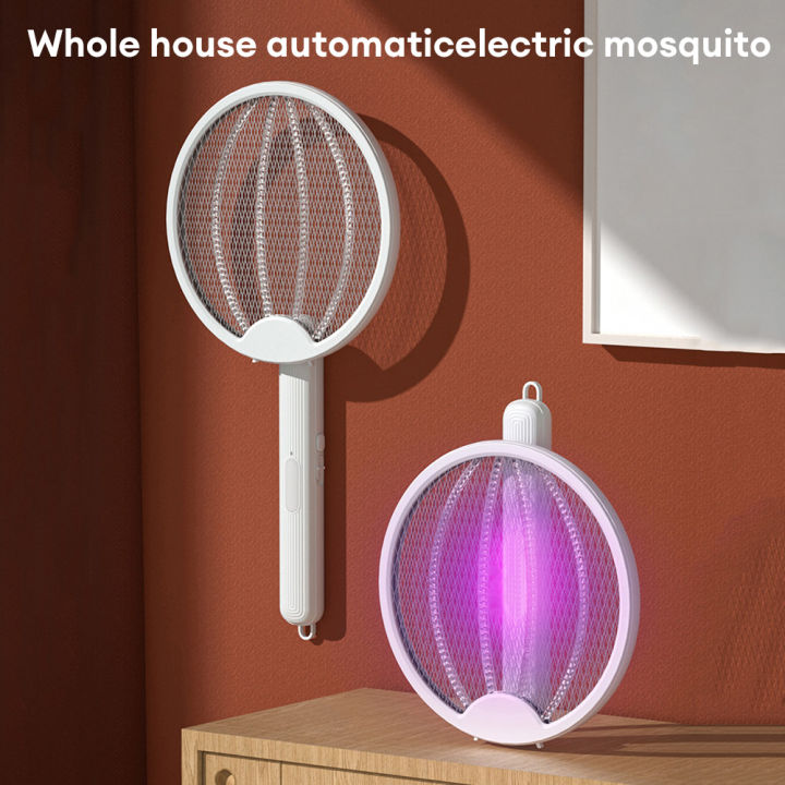 Electric Mosquito Racket Foldable USB Rechargeable UV Light Mosquito ...