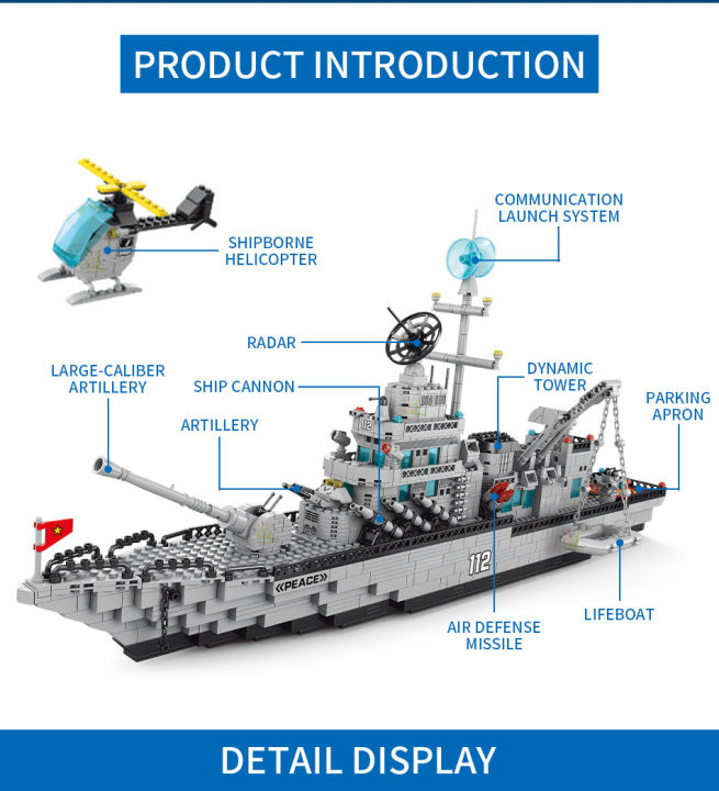 warship building blocks Marine Ship Aircraft Carrier Set-43046 (1 set ...