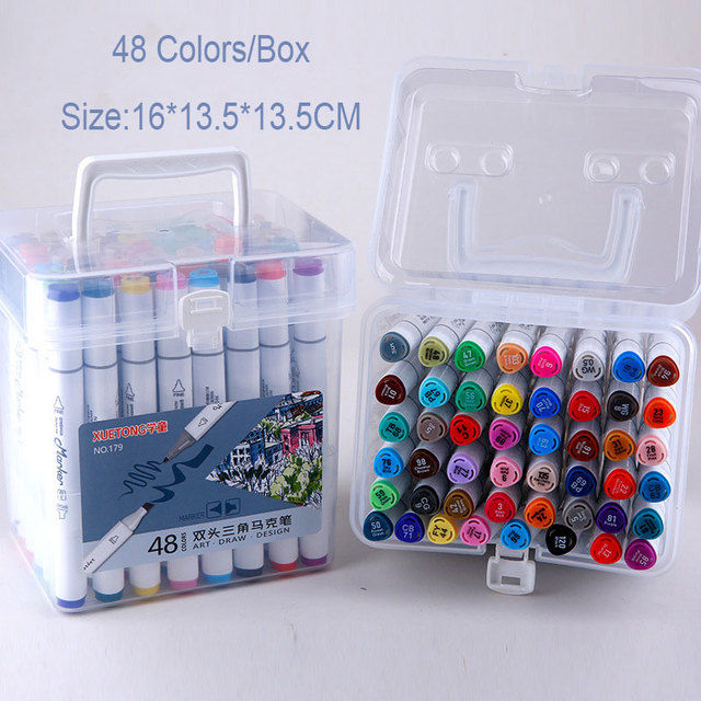 12/24/36/48/60 Colors Markers Pen Permanent Double Tips Graphic Skewing ...