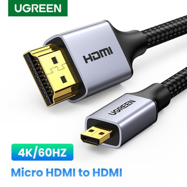 UGREEN 4K 60Hz Micro HDMI to HDMI Cable 1M Aluminum Shell Braided 2.0 HDMI Cord, HDR 3D ARC ...