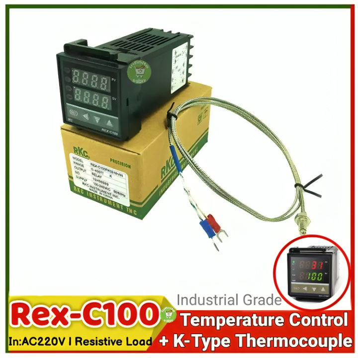 Digital PID Temperature Controller Dual LED Display with K Type Thermocouple Relay Output REX ...