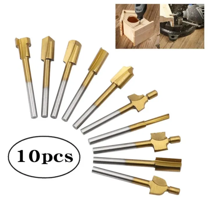 10Pcs Portable HSS Router Bits Rotary Tool Set DIY Drill Bit High ...