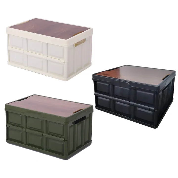 Wood Lid Outdoor 56l Bins Collapsible Lid Outdoor Picnic Collapsible ...