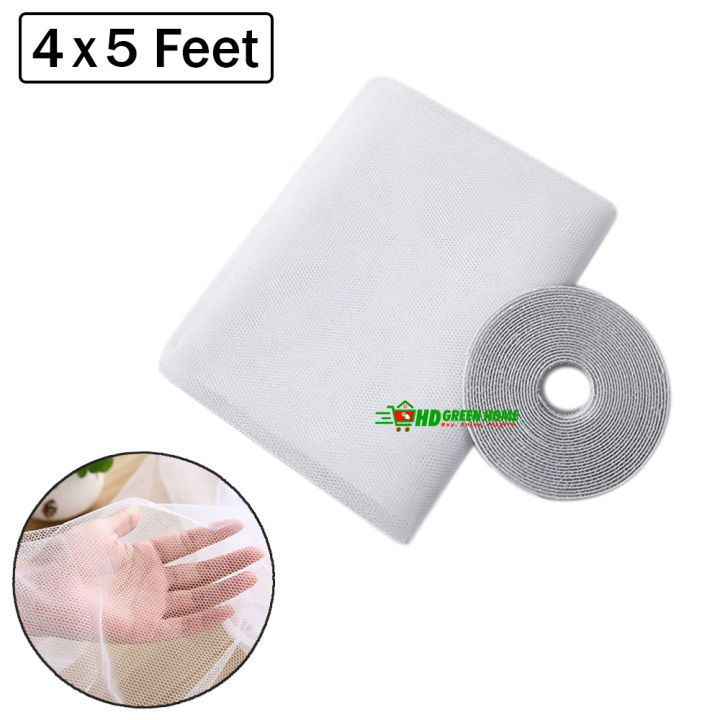 Window Mosquito Net with Self-Adhesive Velcro Tape Bug Fly Protector ...