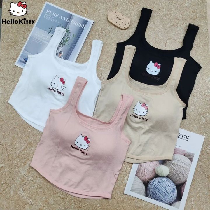 Sanrio Hello Kitty Print Corset Tank Top With Bra Y2k Girls Emo ...