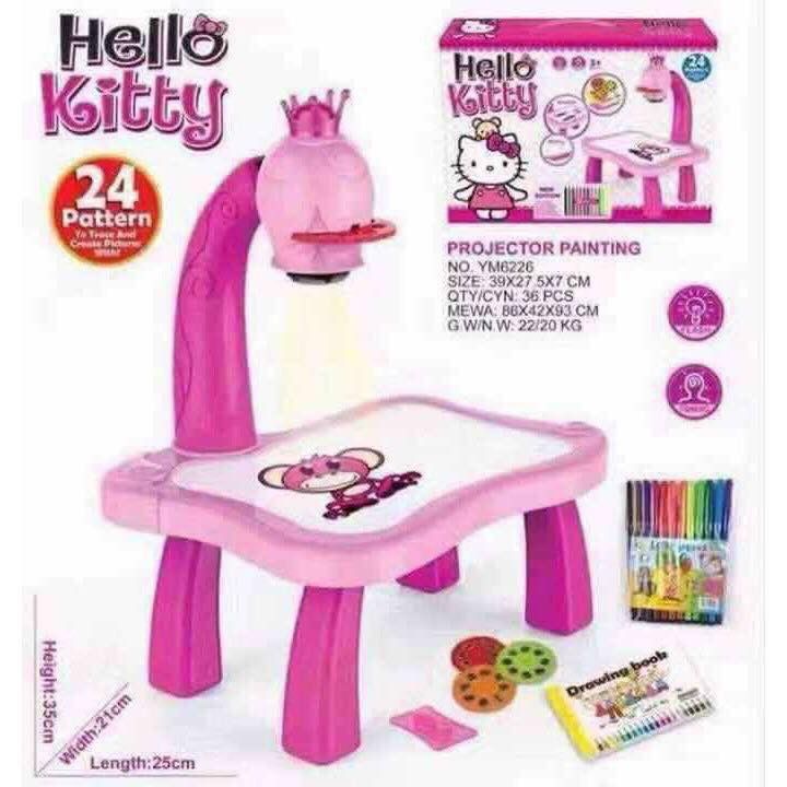 Hello Kitty Kids Projector Drawing Painting Table Desk Art Learning Kit ...