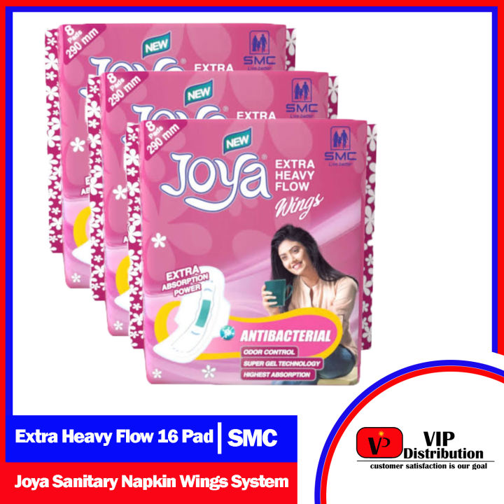 Joya Sanitary Napkin - Wings Extra Heavy Flow - 8 Pads Pack - Panty ...