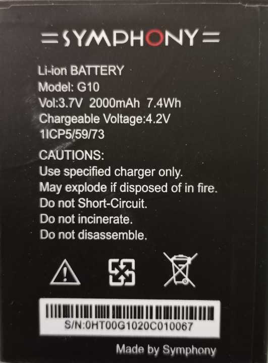 SYMPHONY G10 BATTERY | Daraz.com.bd