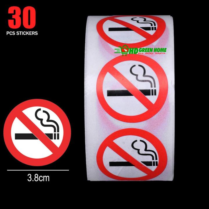 30 pcs x 3.8cm Round No Smoking Sticker No Smoke Warning Logo Sign ...