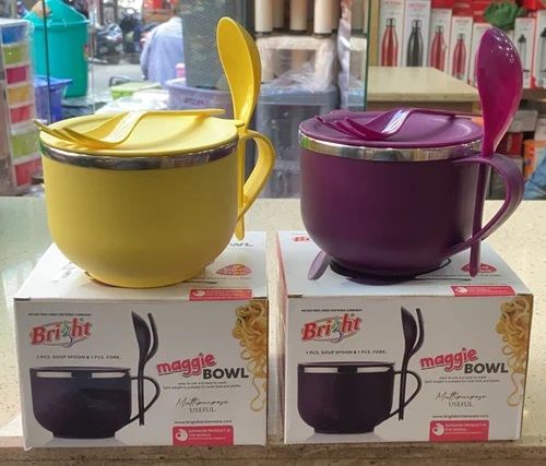 Maggi & Soup Bowl Set with Spoon with Lid, Handle,Spoon Holder ...