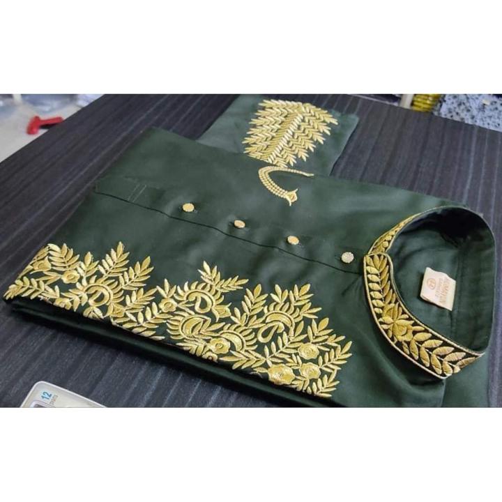 Exclusive Embroidery work gola design cotton Panjabi | Daraz.com.bd