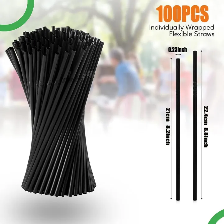 Straws Flexible juice Pipe - 100pcs Black | Daraz.com.bd