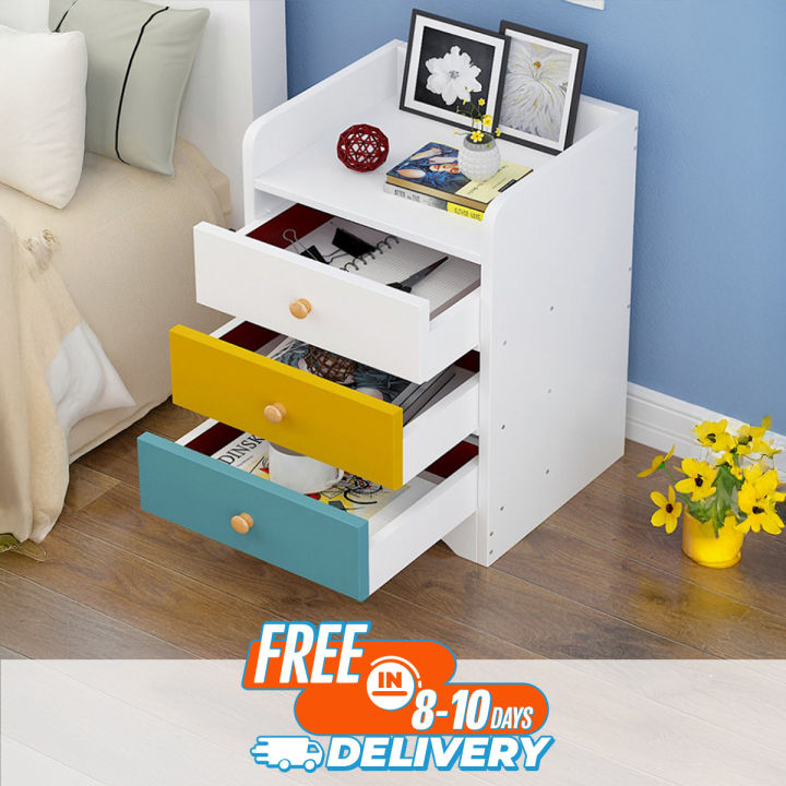 Modern Home Bedroom Bedside Table Storage Cabinet with 3 Drawers Design by Nahid Furniture ...