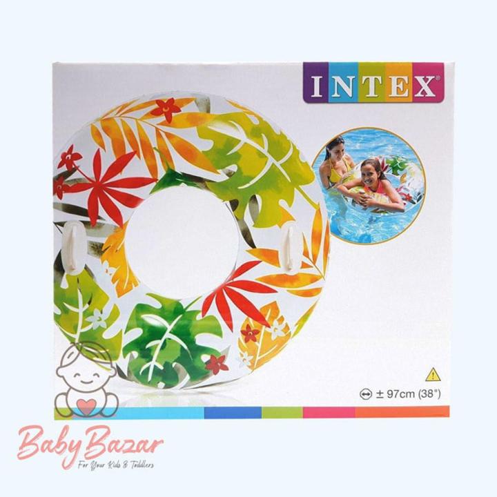 Intex Color Inflatable Flower Transparent Swim Tube Ring 97 CM F1 ...