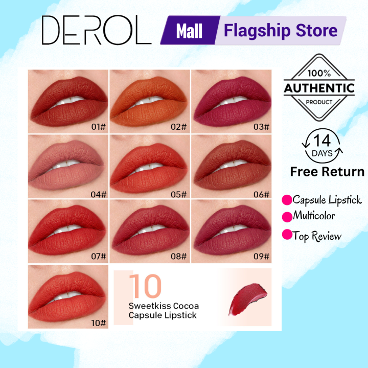 DEROL 10 Colour Bag Cocoa Capsule Mini Candy Matte Lipstick Kit - DR041 ...