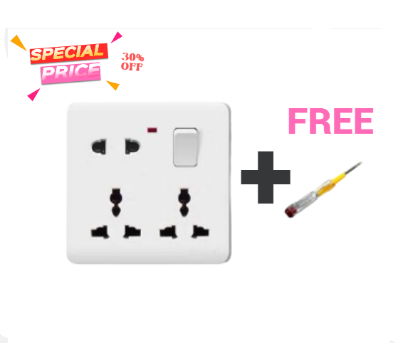 8 Pin Electrical Socket – Double 3 Pin Extension Board Type (Durable) 1 ...