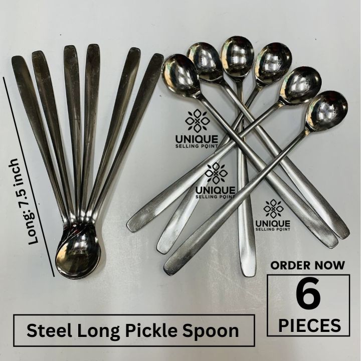 Steel Long Pickle Spoon 6 PIECES | Daraz.com.bd