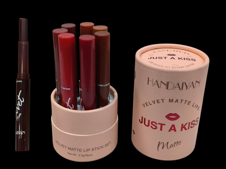 HANDAIYAN 8 Colors Velvet Matte Lipstick Set Just A Kiss Lipstick Long ...