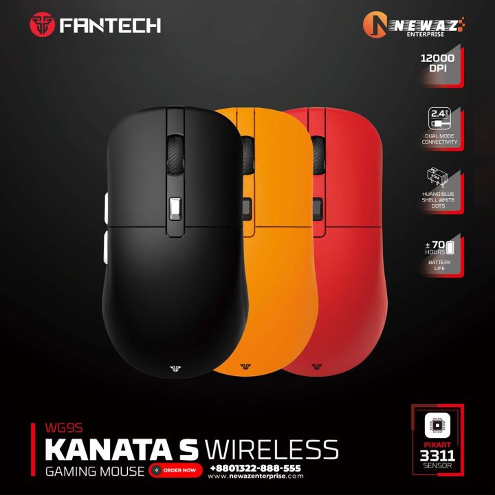 FANTECH WG9S KANATAS Wireless Gaming Mouse PIXART 3311 12000DPI ...