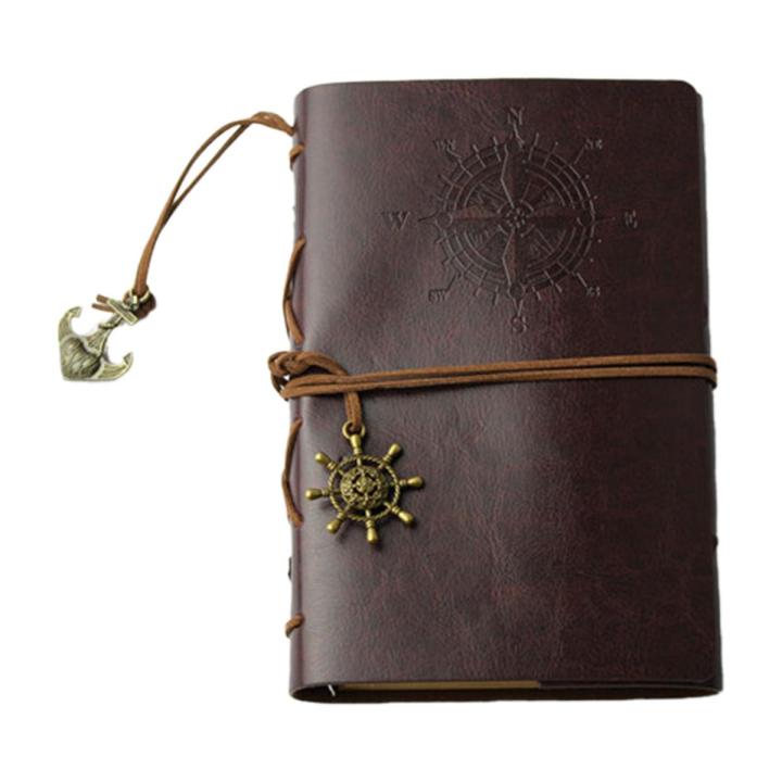 Retro Spiral Notebook Diary Notepad Vintage Pirate Anchors PU Leather ...