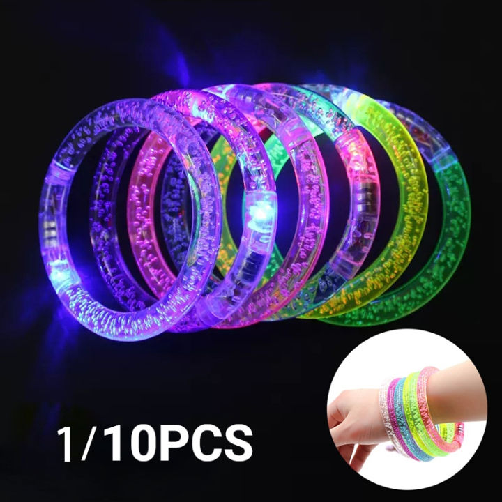 1/10Pcs LED Flash Bracelet Luminous Bangle Light-emitting Bracelet ...