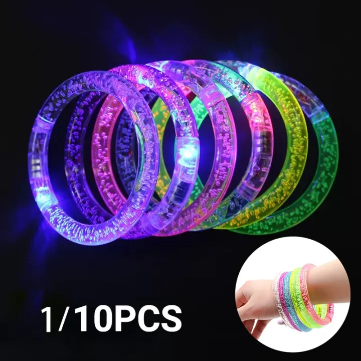 1/10Pcs LED Flash Bracelet Luminous Bangle Light-emitting Bracelet Flashing Wrist Light Band ...