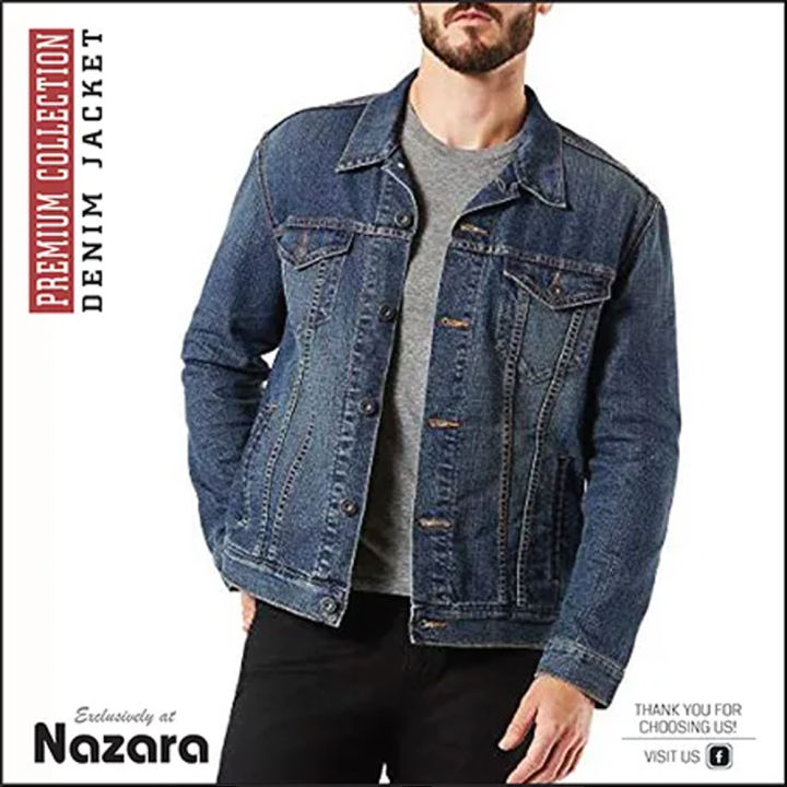 Deep Blue Denim Trucker Jacket For men | Daraz.com.bd