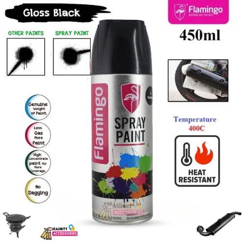 Flamingo Spray Paint Heat Resistant ( Black) Automatic Hand Spray Paint ...