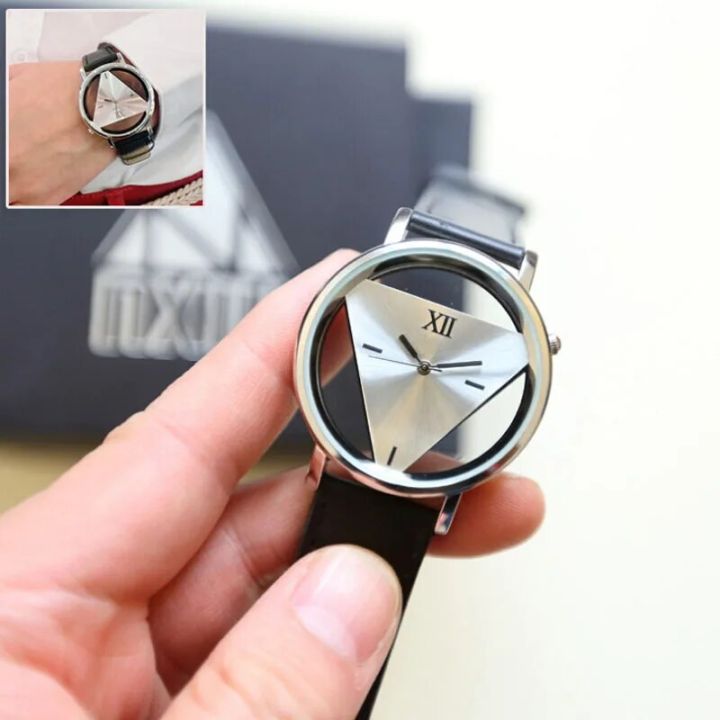 Fashion High Quality Mens Womens Watches Unique Hollowed-out Triangular ...