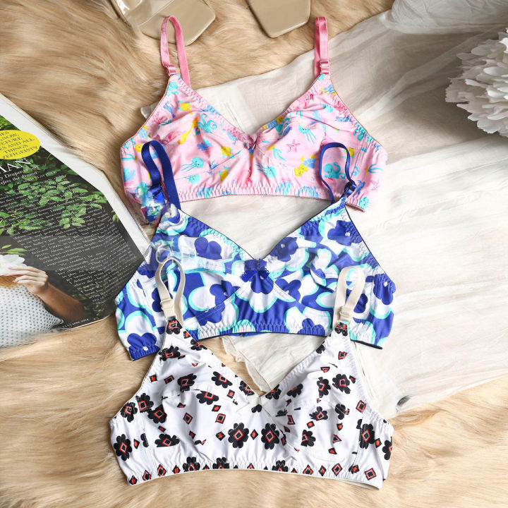 Soffy 3 Piece Comfortable Sexy Stylish Design Stretchable Printed Bra ...
