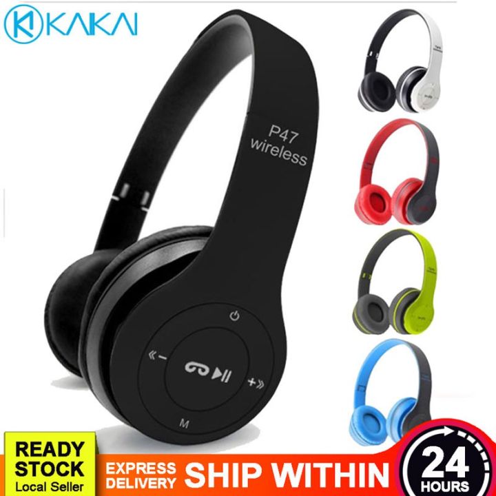 READY STOCK P47 Power Bass Foldable Mini Bluetooth Wireless Headset MP3 ...