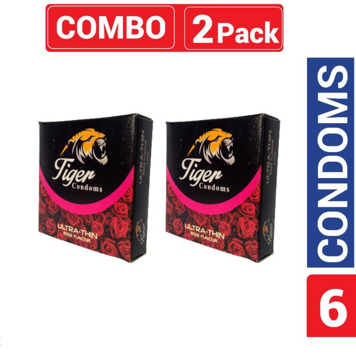 Tiger - Ultra Thin Rose Flavour Condom - Combo Pack - 2 Pack - 3x2=6pcs | Daraz.com.bd