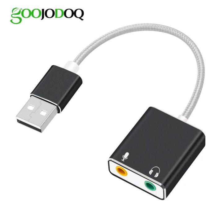 GOOJODOQ 7.1 External USB Sound Card Jack 3.5mm USB Audio Adapter ...